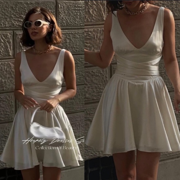 House of CB | Dresses | House Of Cb Shiema Ivory Floaty Mini Dress Nwot ...